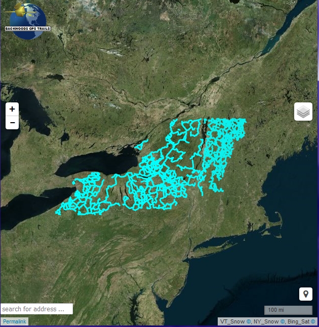 NY VT Snowmobile Trail Map for Garmin - Umbagog Designs LLC
